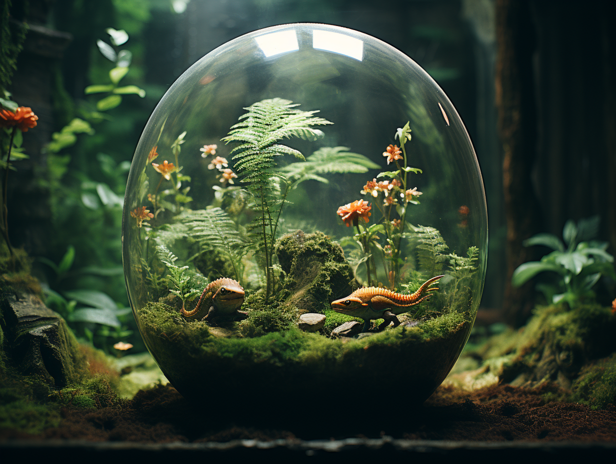 Little Alien Reptiles inside a Terrarium #30487