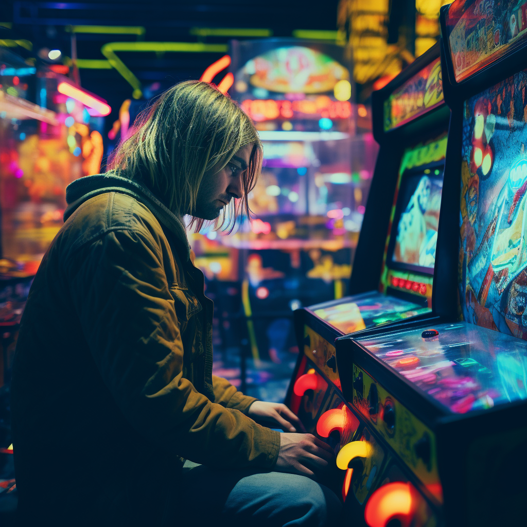 Kurt Cobain playing a Arcade #33565